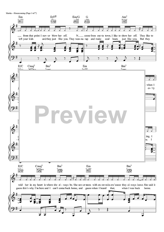 Homecoming" Sheet Music by Kanye West for Piano/Vocal/Chords - Sheet Music Now