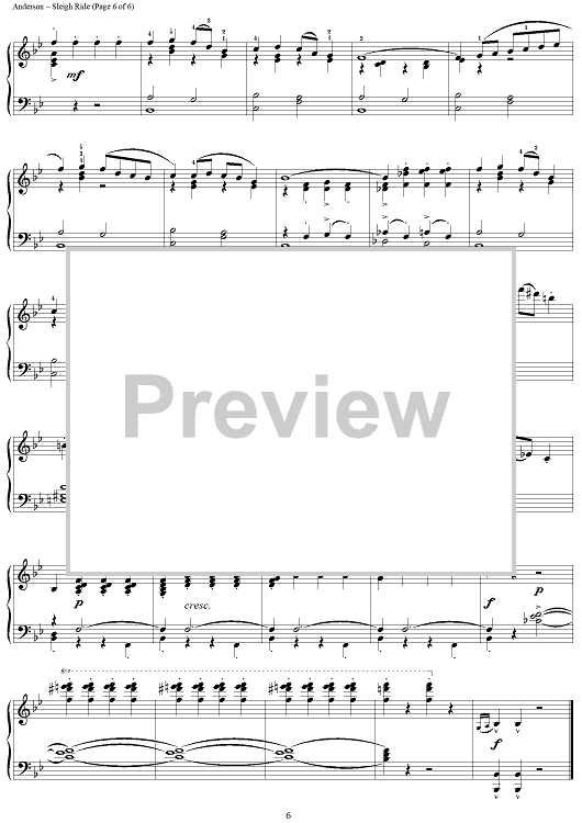 Sleigh Ride" Sheet Music for Piano Solo - Sheet Music Now