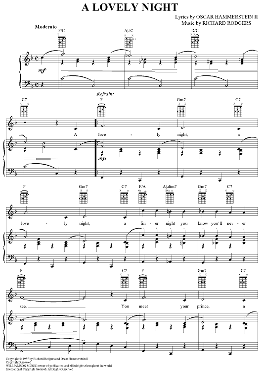A Lovely Night" Sheet Music for Piano/Vocal/Chords - Sheet Music Now