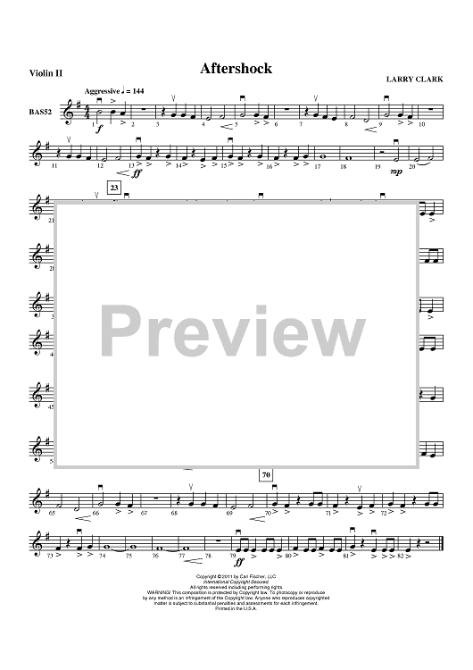 Aftershock - Violin 2" Sheet Music for Orchestra - Sheet Music Now