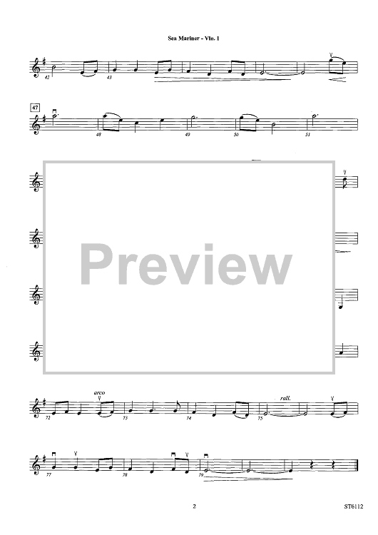 Song of the Sea Mariner - Violin 1" Sheet Music for String Orchestra ...