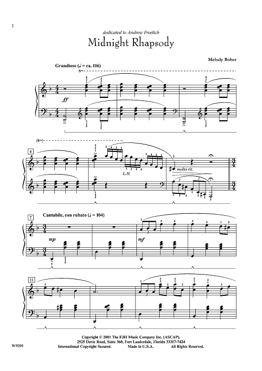 Midnight Rhapsody" Sheet Music for Piano - Sheet Music Now