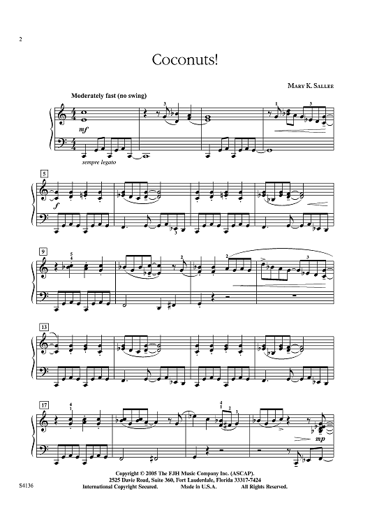 Coconuts!" Sheet Music for Piano - Sheet Music Now