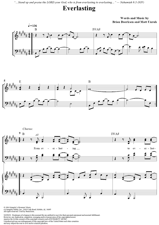 Everlasting" Sheet Music for Mixed Chorus/Piano - Sheet Music Now