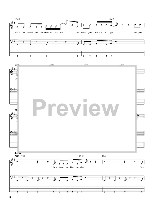 Another One Bites The Dust" Sheet Music by Queen for Bass Tab - Sheet ...