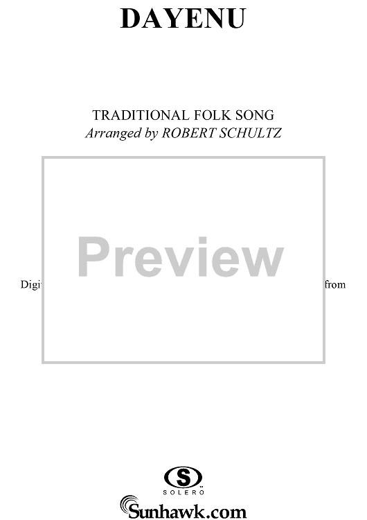 Dayenu" Sheet Music for Piano/Vocal/Chords - Sheet Music Now