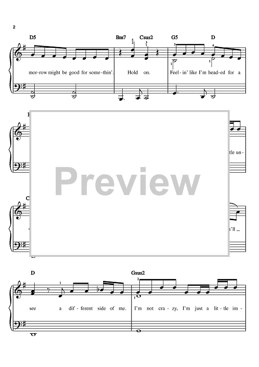 Unwell" Sheet Music by Matchbox Twenty for Easy Piano - Sheet Music Now