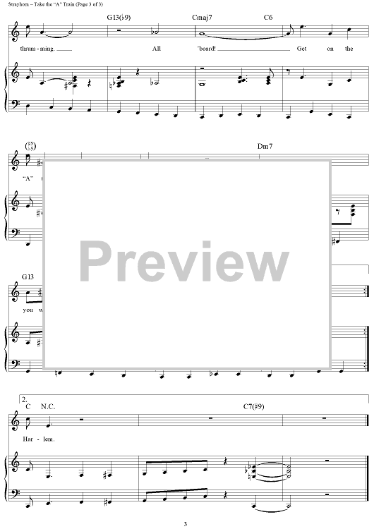 Take the ''A'' Train" Sheet Music for Piano/Vocal/Chords - Sheet Music Now