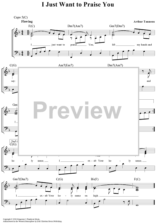 I Just Want to Praise You" Sheet Music for Piano/Vocal/Chords - Sheet ...