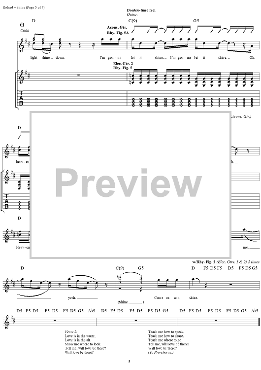 Shine" Sheet Music by Collective Soul for Guitar Tab/Vocal - Sheet ...