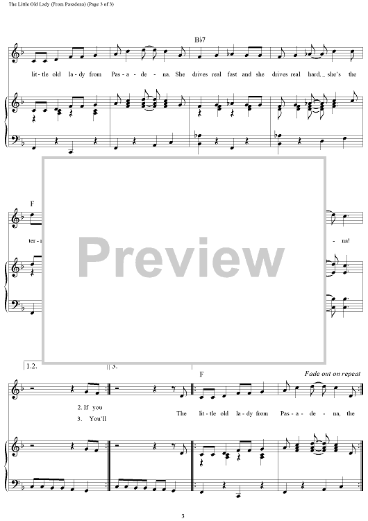 The Little Old Lady (From Pasadena)" Sheet Music by Jan and Dean for Piano/Vocal/Chords - Sheet ...