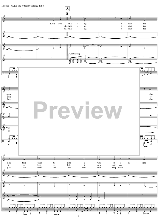 Within You Without You" Sheet Music by The Beatles for Guitar Tab/Vocal ...