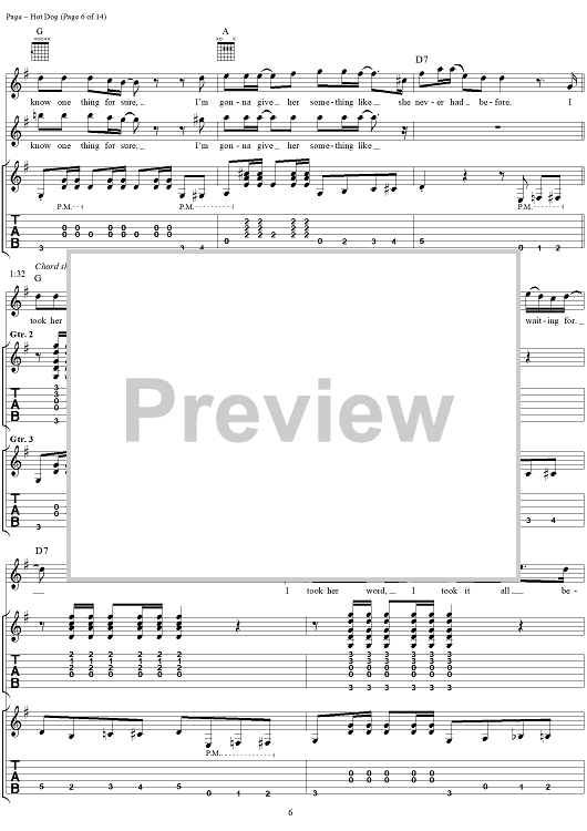 Hot Dog" Sheet Music by Led Zeppelin for Guitar Tab/Vocal - Sheet Music Now