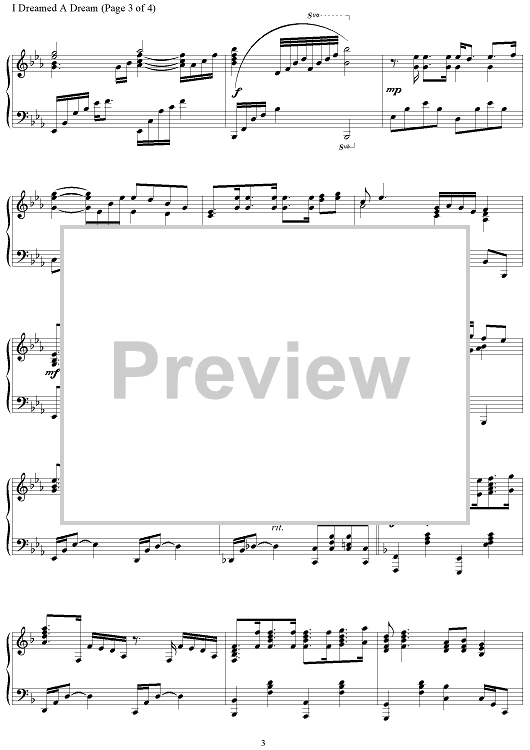 I Dreamed A Dream - from Les Miserables" Sheet Music for Piano Solo ...