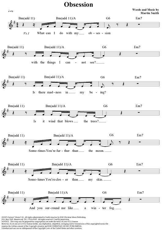 Obsession" Sheet Music by Delirious? for Lead Sheet - Sheet Music Now