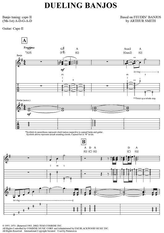 Duelling Banjos" Sheet Music for Banjo/Guitar Tab - Sheet Music Now