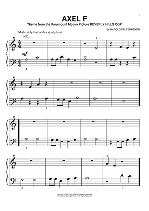 Axel F" Sheet Music by Harold Faltermeyer for Big Note Piano - Sheet ...