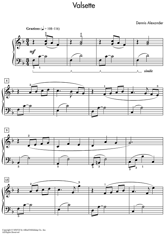 Valsette" Sheet Music for Piano Solo - Sheet Music Now