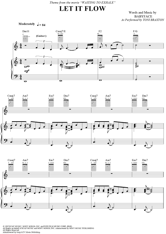 Let It Flow" Sheet Music by Toni Braxton for Piano/Vocal/Chords - Sheet ...