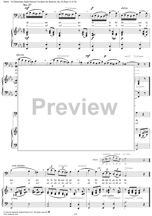 36 Elementary Eight-Measure Vocalises for Baritone, Op. 96" Sheet Music ...