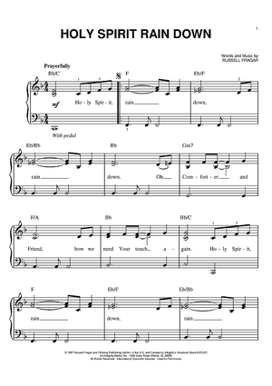 Holy Spirit Rain Down" Sheet Music by Russell Fragar for Easy Piano ...