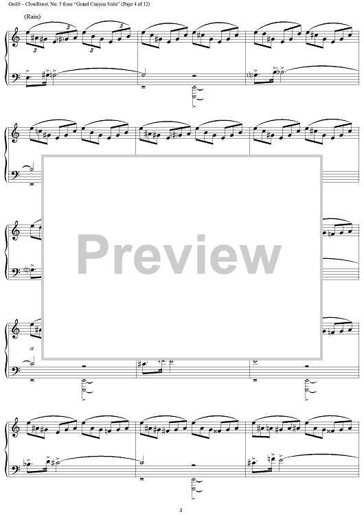 Grand Canyon Suite - No. 5 Cloudburst" Sheet Music for Piano Solo ...