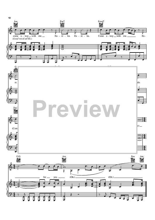 Come Away With Me (Disney's Eureka! - A California Parade)" Sheet Music ...