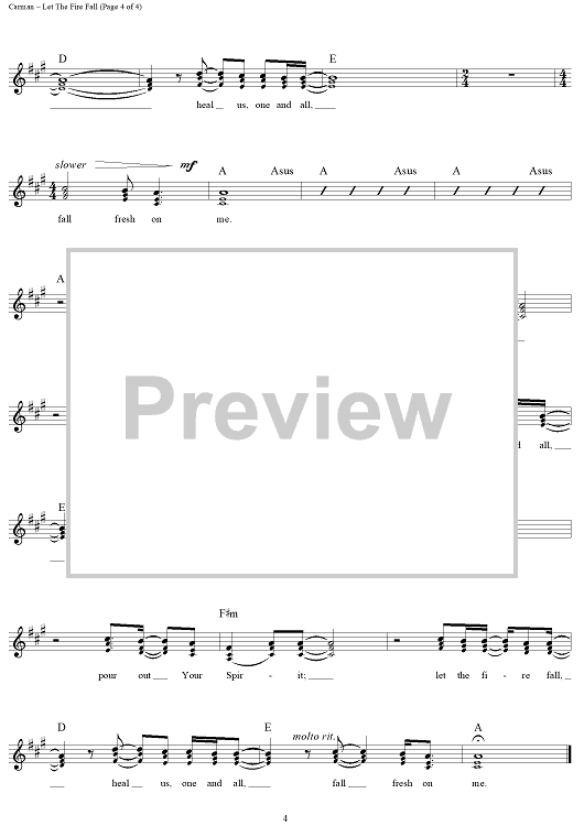 Let the Fire Fall" Sheet Music by Carman for Three-part Female Chorus ...