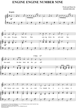 Engine Engine Number Nine" Sheet Music by Roger Miller for Piano/Vocal ...