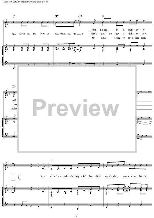 The Little Old Lady (From Pasadena)" Sheet Music by Jan and Dean for Piano/Vocal/Chords - Sheet ...