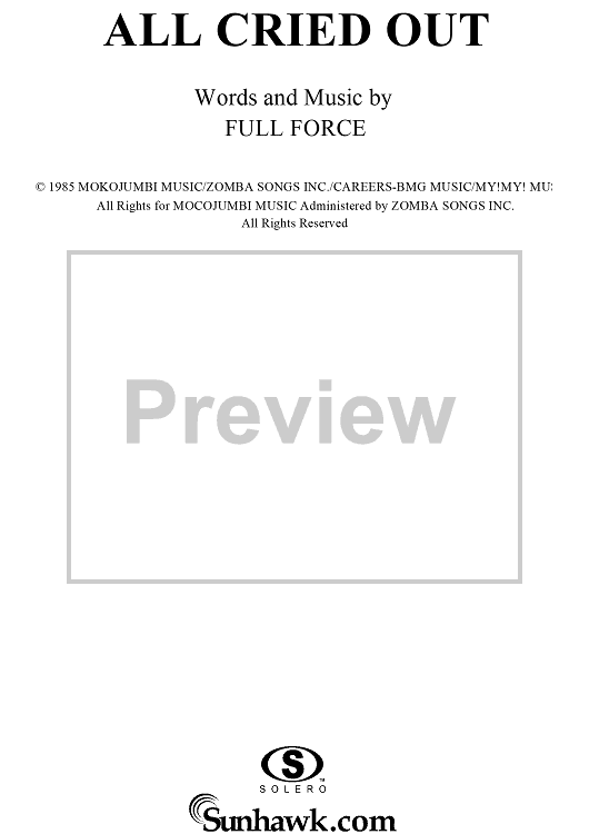 All Cried Out" Sheet Music by Allure for Piano/Vocal/Chords - Sheet ...