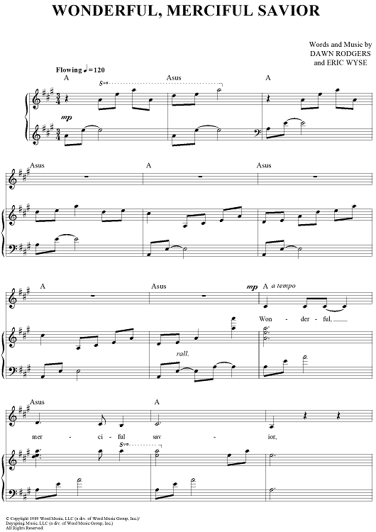 Wonderful Merciful Savior" Sheet Music by Selah for Piano/Vocal/Chords ...