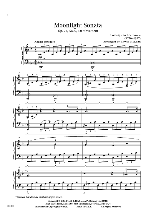 Moonlight Sonata (Op. 27, No. 2, 1st Movement)" Sheet Music for Piano - Sheet Music Now