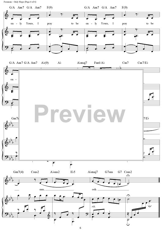 Only Hope" Sheet Music by Mandy Moore for Piano/Vocal/Chords - Sheet ...