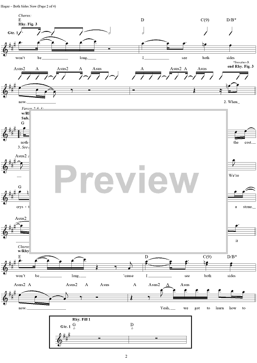 Both Sides Now" Sheet Music by Sammy Hagar for Guitar Tab/Vocal - Sheet Music Now