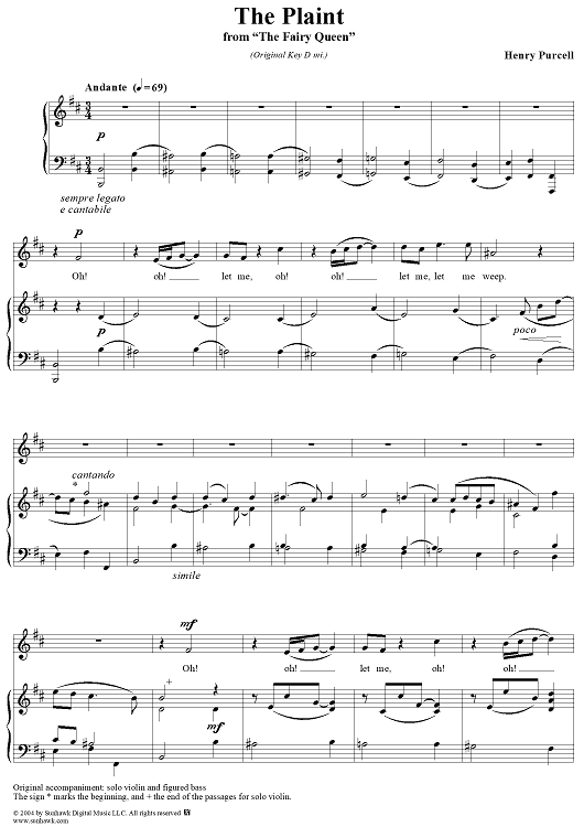 The Plaint" Sheet Music for Voice/Piano - Sheet Music Now
