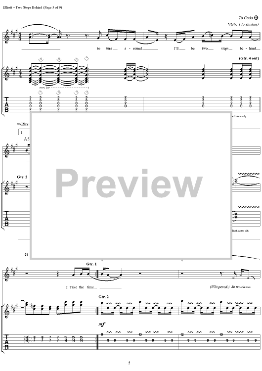 Two Steps Behind (Electric Version)" Sheet Music by Def Leppard for ...