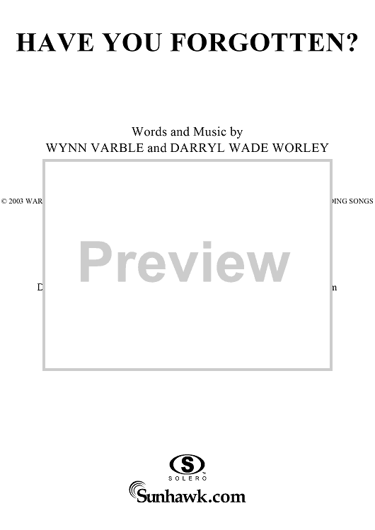 Have You Forgotten?" Sheet Music by Darryl Worley for Piano/Vocal ...