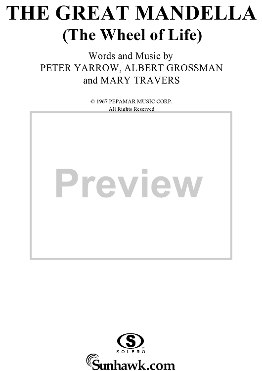 Great Mandella, The (The Wheel of Life)" Sheet Music by Peter, Paul and ...