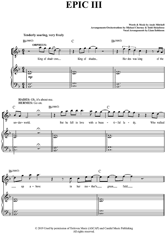 Epic III" Sheet Music for Piano/Vocal/Chords - Sheet Music Now