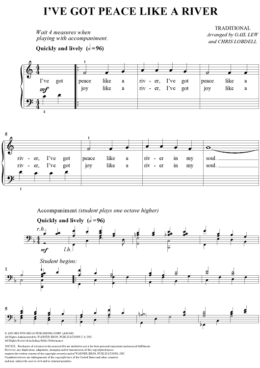 I've Got Peace Like a River" Sheet Music for Easy Piano/Vocal - Sheet ...