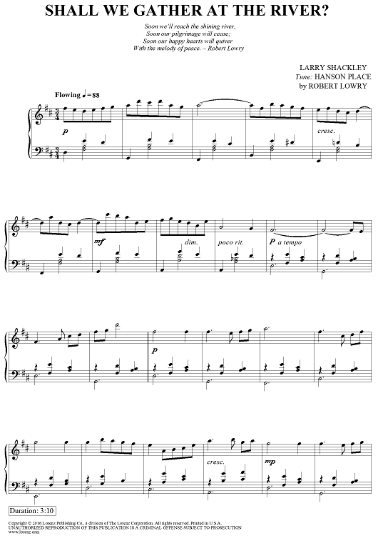 Shall We Gather At The River?" Sheet Music for Piano Solo - Sheet Music Now