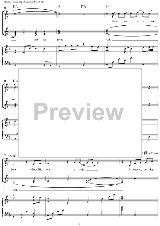Come Expecting Jesus" Sheet Music for Piano/Vocal/Chords - Sheet Music Now