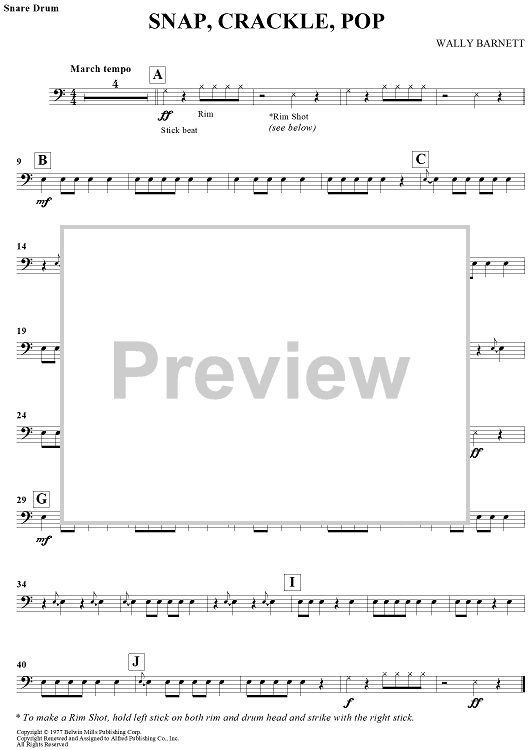 Snap, Crackle, Pop" Sheet Music for Snare Drum/Piano - Sheet Music Now