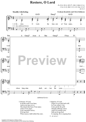 Restore, O Lord" Sheet Music for Piano/Vocal/Chords - Sheet Music Now