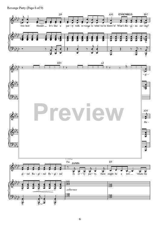 Revenge Party - from Mean Girls" Sheet Music for Piano/Vocal/Chords ...