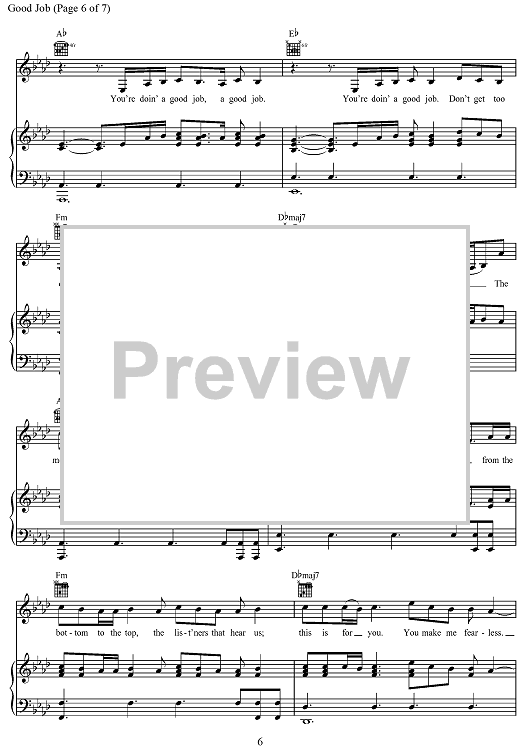 Good Job" Sheet Music by Alicia Keys for Piano/Vocal/Chords - Sheet ...