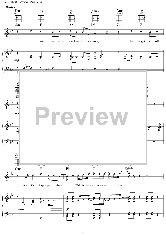 The Old Apartment" Sheet Music by Barenaked Ladies for Piano/Vocal ...