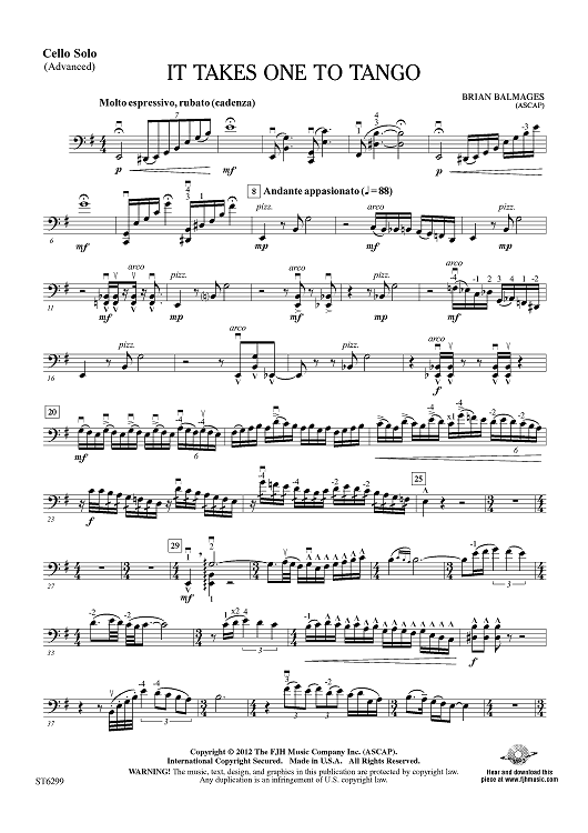 It Takes One to Tango - Solo Cello (Advanced)" Sheet Music for Solo ...