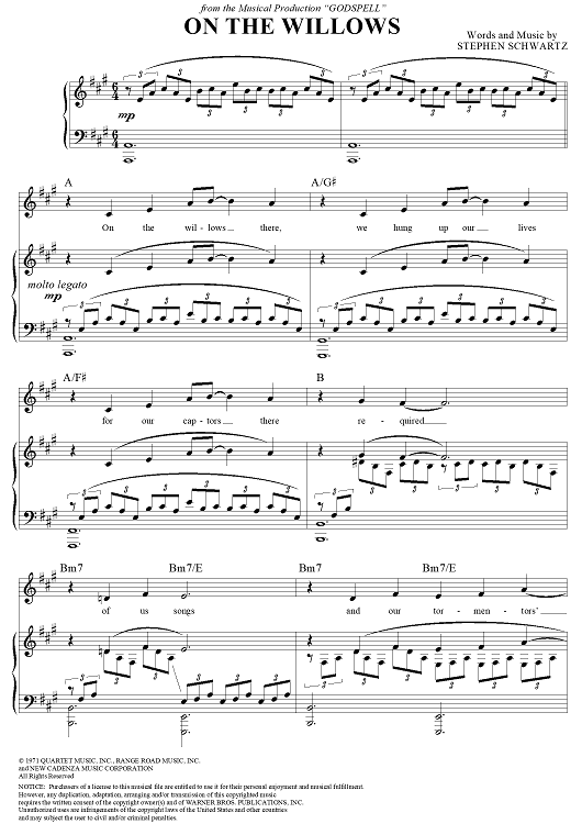 On the Willows" Sheet Music for Piano/Vocal/Chords - Sheet Music Now